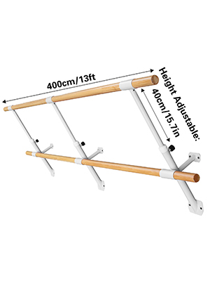 VEVOR Ballet Bar Wall Mounted Ballet Barre 4M Double Barre Bar Dance ...