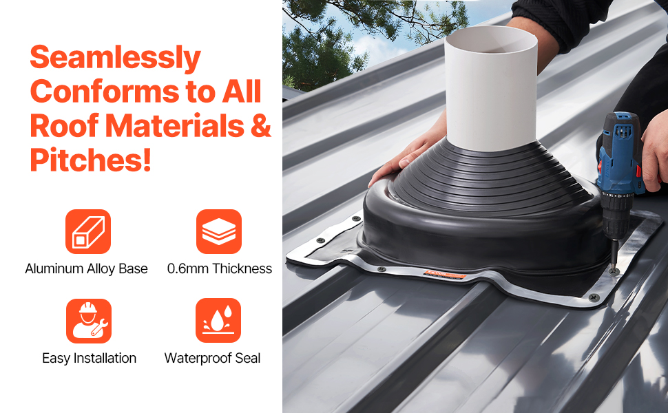 2 Pcs Metal Roof Pipe Flashing Boots Fit 6-3/4" - 14" Pipe High Temp ...