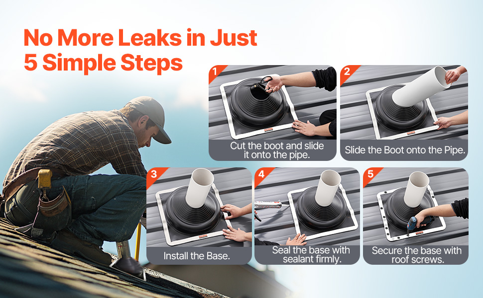 VEVOR 2 Pcs Metal Roof Pipe Flashing Boots Fit 170-355 mm Pipe High ...