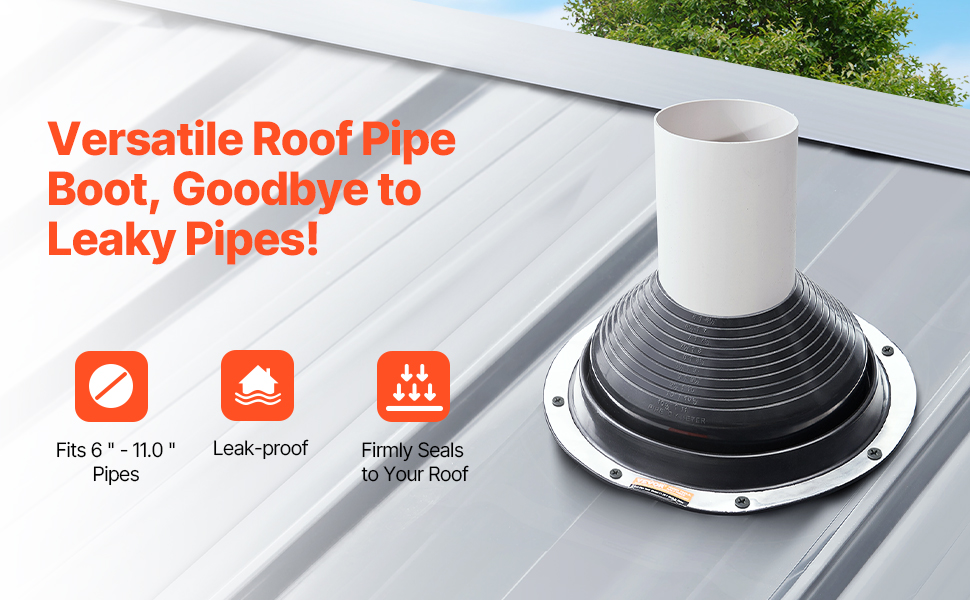 2 Pcs Metal Roof Pipe Flashing Boots Fit 6" - 11" Pipe High Temp Black ...