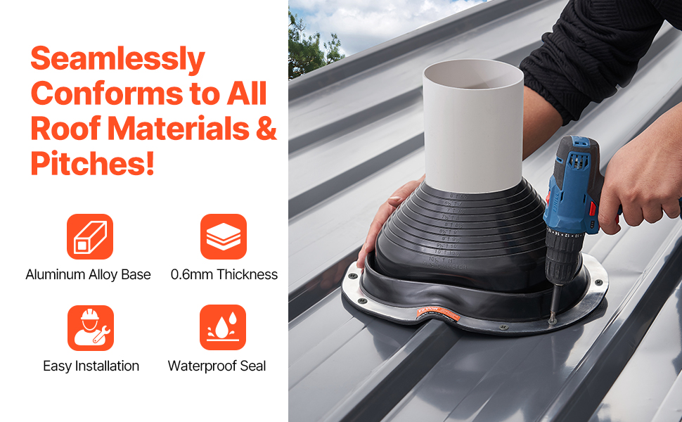 VEVOR 2 Pcs Metal Roof Pipe Flashing Boots Fit 6"-11" Pipe High Temp ...
