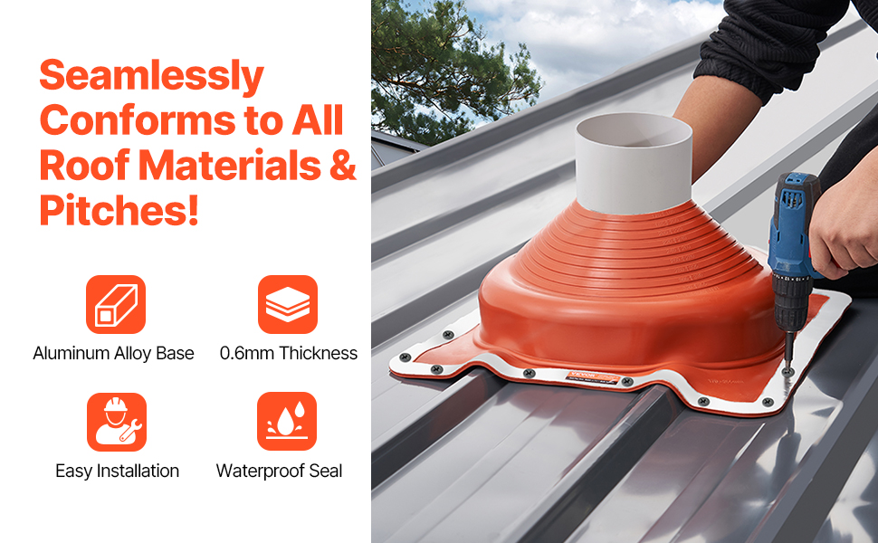 2 Pcs Metal Roof Pipe Flashing Boots Fit 6-3/4" - 14" Pipe High Temp ...