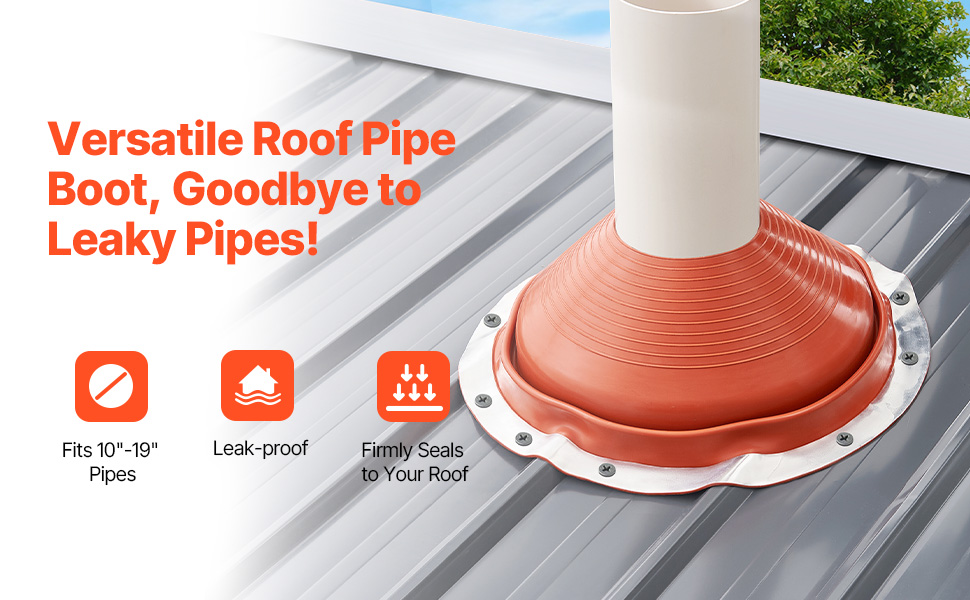 Metal Roof Pipe Flashing Boot Fits 10" - 19" Pipes High Temp Flexible ...