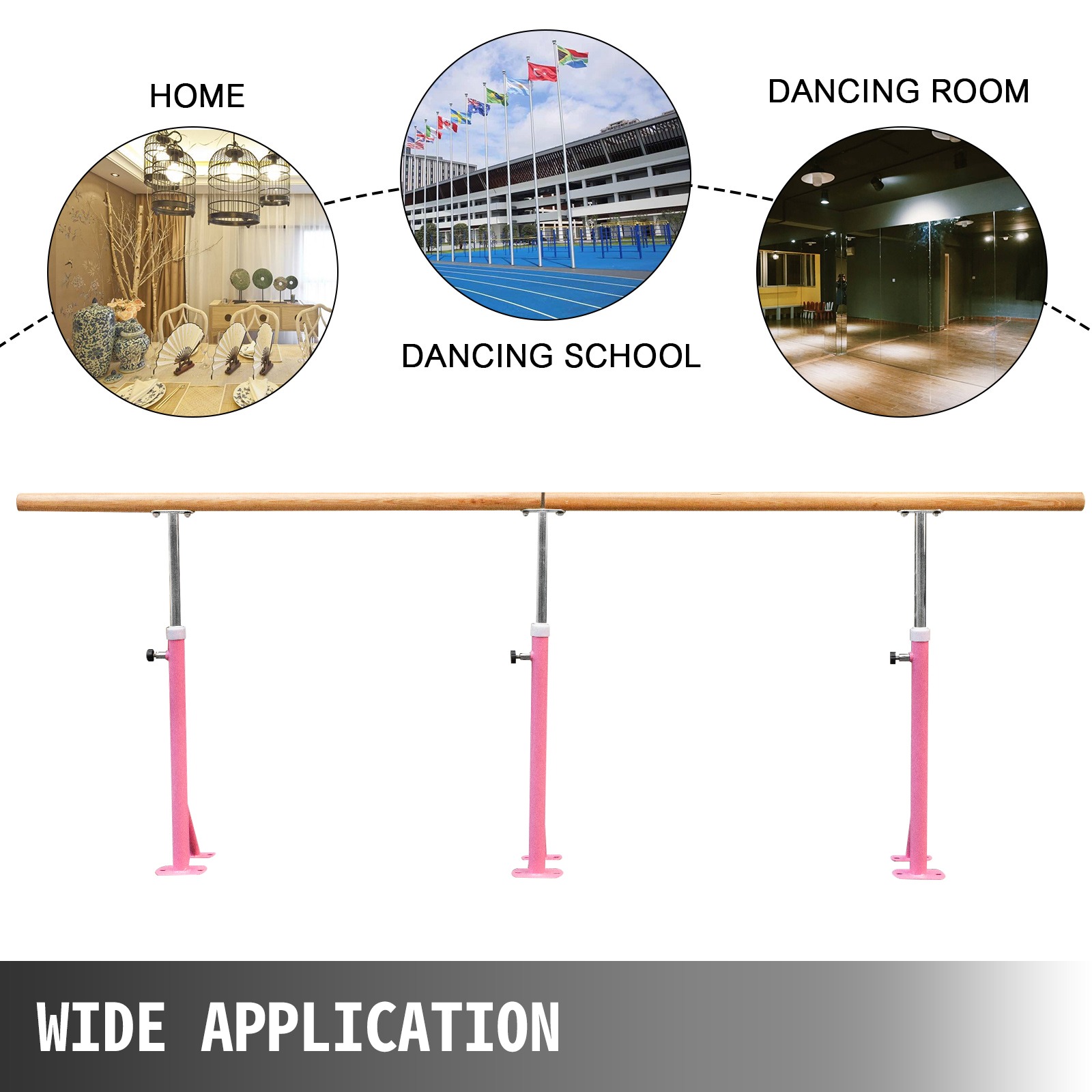 VEVOR Ballet Bar Floor Mounted Ballet Barre 3M,Barre Bar Single Bar ...