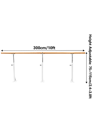 VEVOR Barra de Ballet 3M Barra Ballet Portátil Altura Ajustable 75cm ...