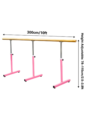 VEVOR 10FT Length Single Ballet Barre,Portable Pink Dance Bar ...
