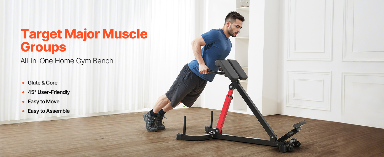 VEVOR Banco de hiperextensión de espalda con silla romana, multifunción, ajustable, para ...