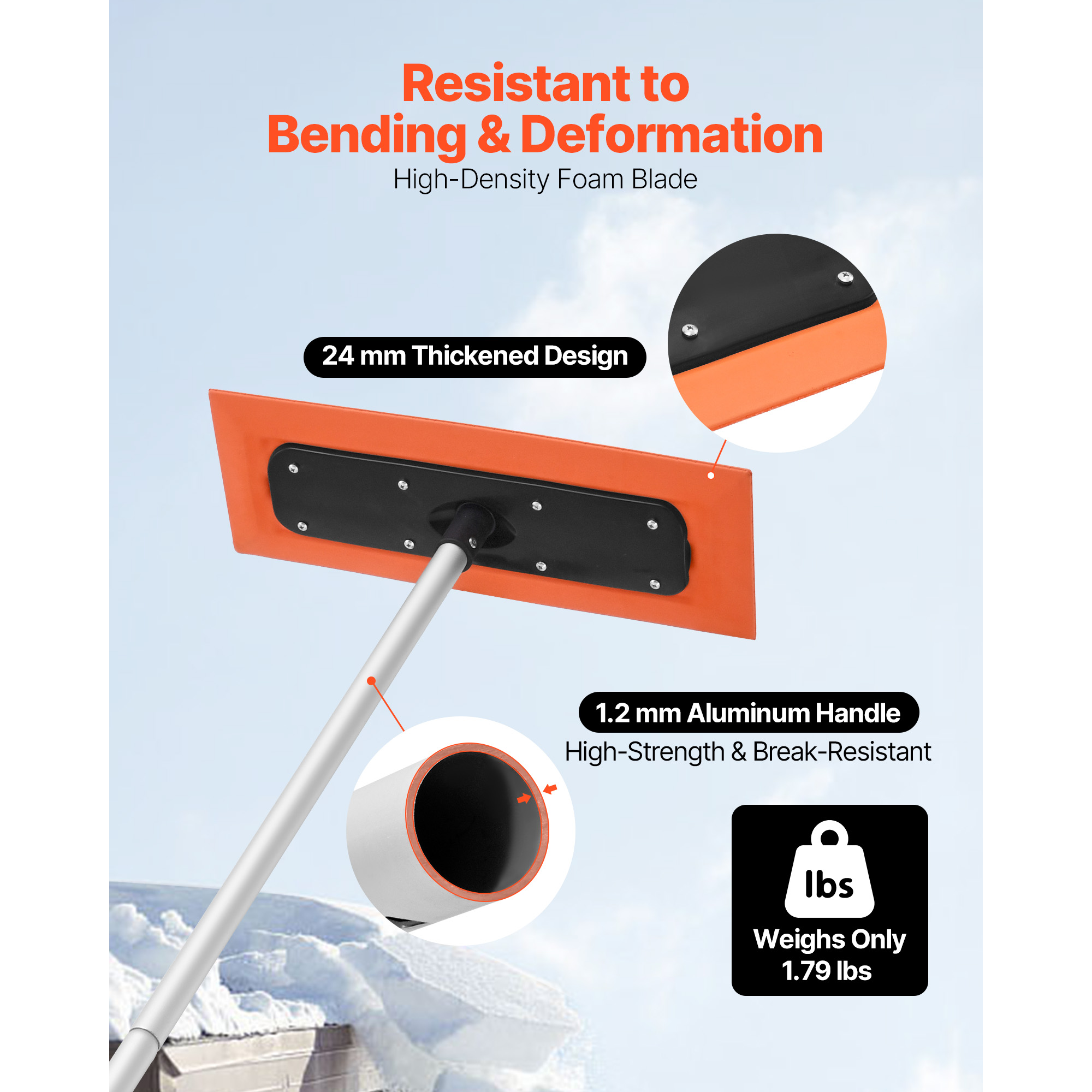 Mophorn Snow Roof Rake, 4ft Extendable Car Roof Snow Scraper, 17.7 in ...
