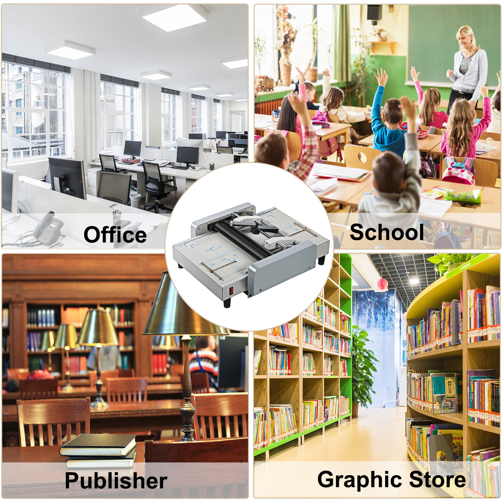 VEVOR A3 Paper Folding Machine Booklet Folding Machine w/ Five Binding ...