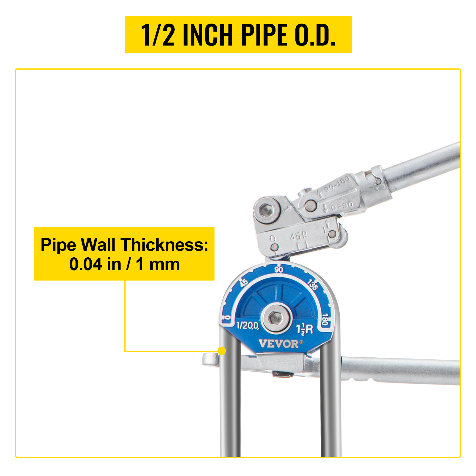 VEVOR Tube Bender, 1/2 inch Pipe Bending Capacity 180 Degrees Manual ...