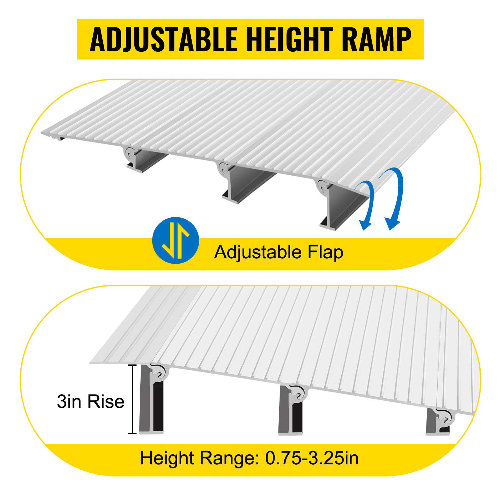 VEVOR Transitions Modular Entry Ramp, 3" Rise Door Threshold Ramp ...