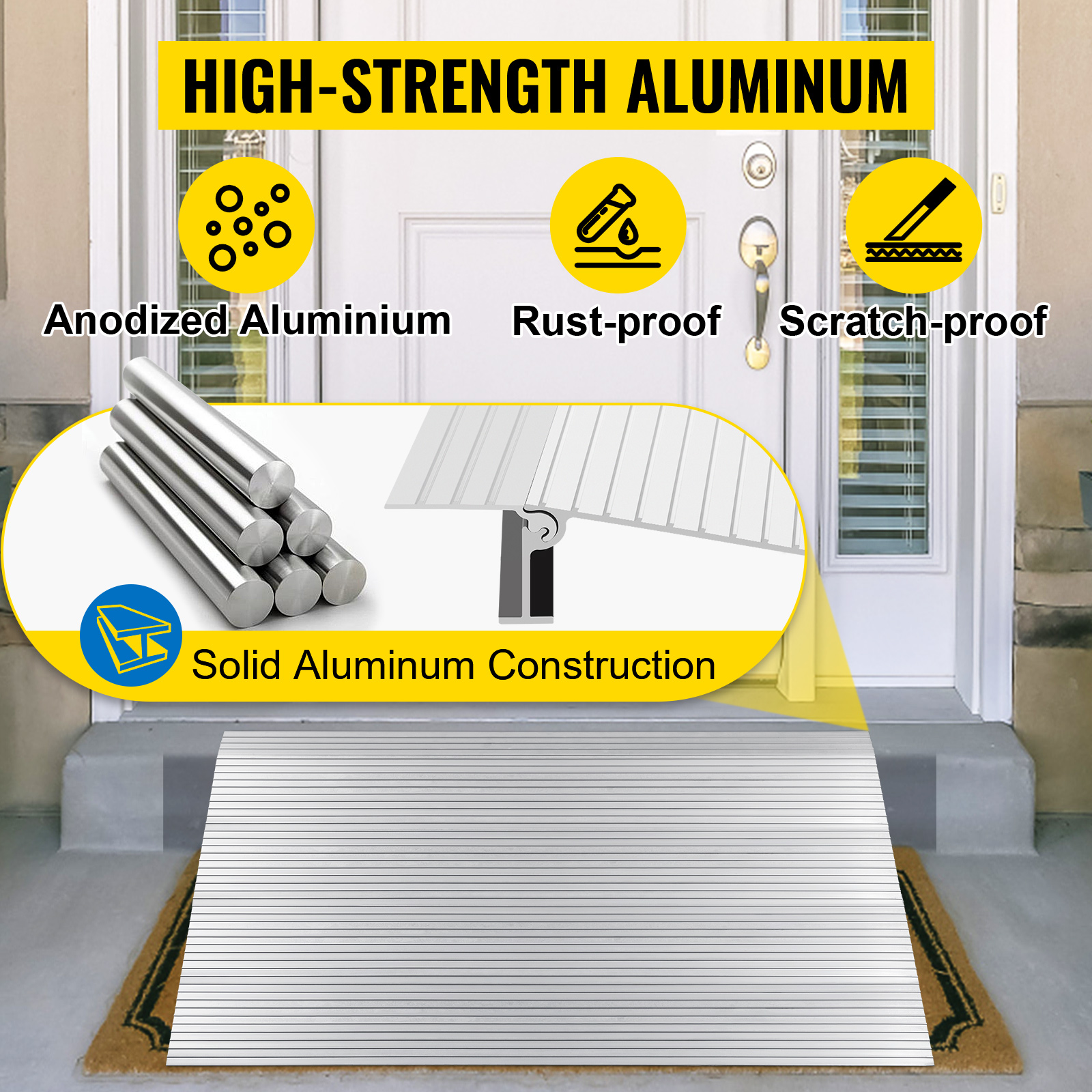 VEVOR Transitions Modular Entry Ramp, 4" Rise Door Threshold Ramp ...