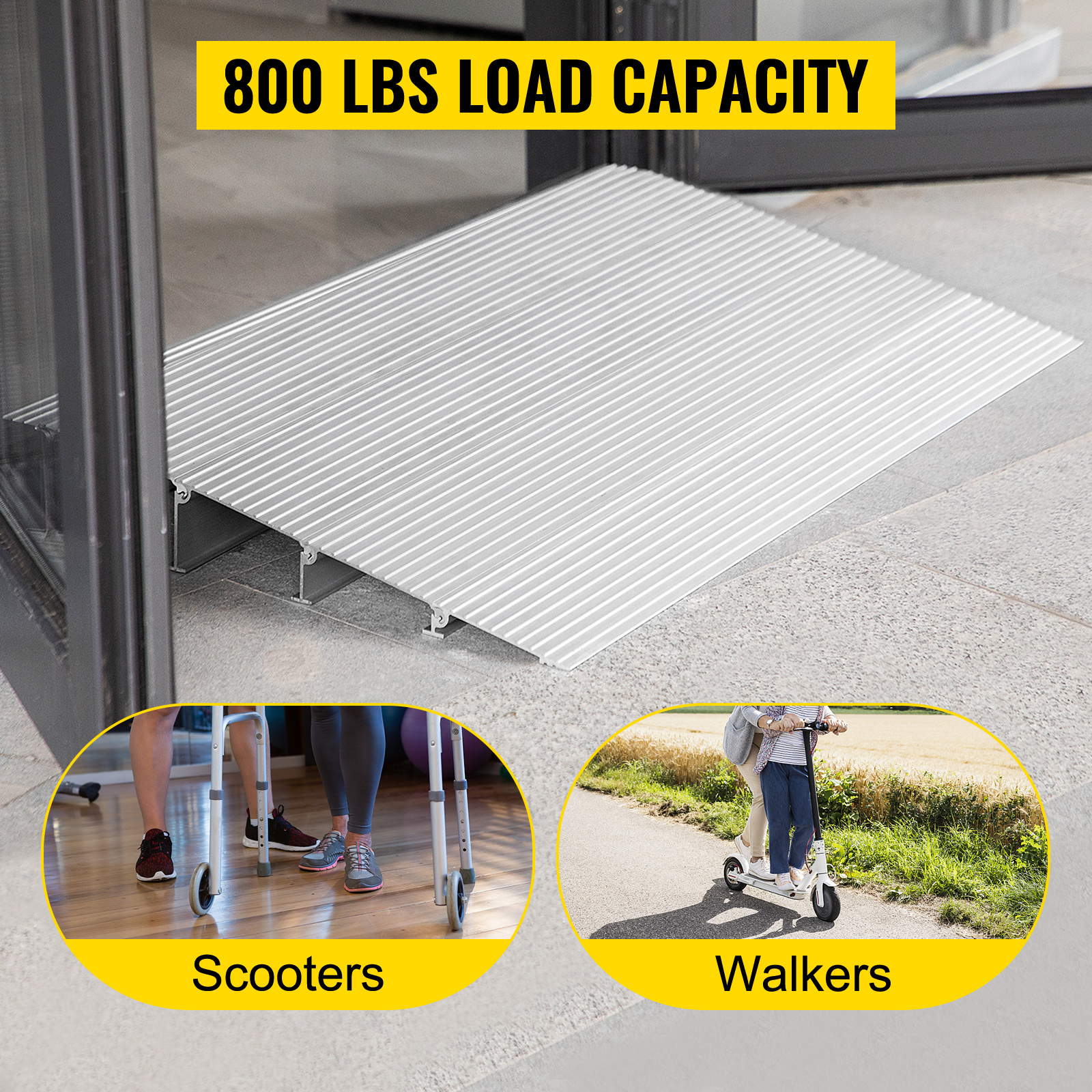 VEVOR Transitions Modular Entry Ramp, 4" Rise Door Threshold Ramp ...