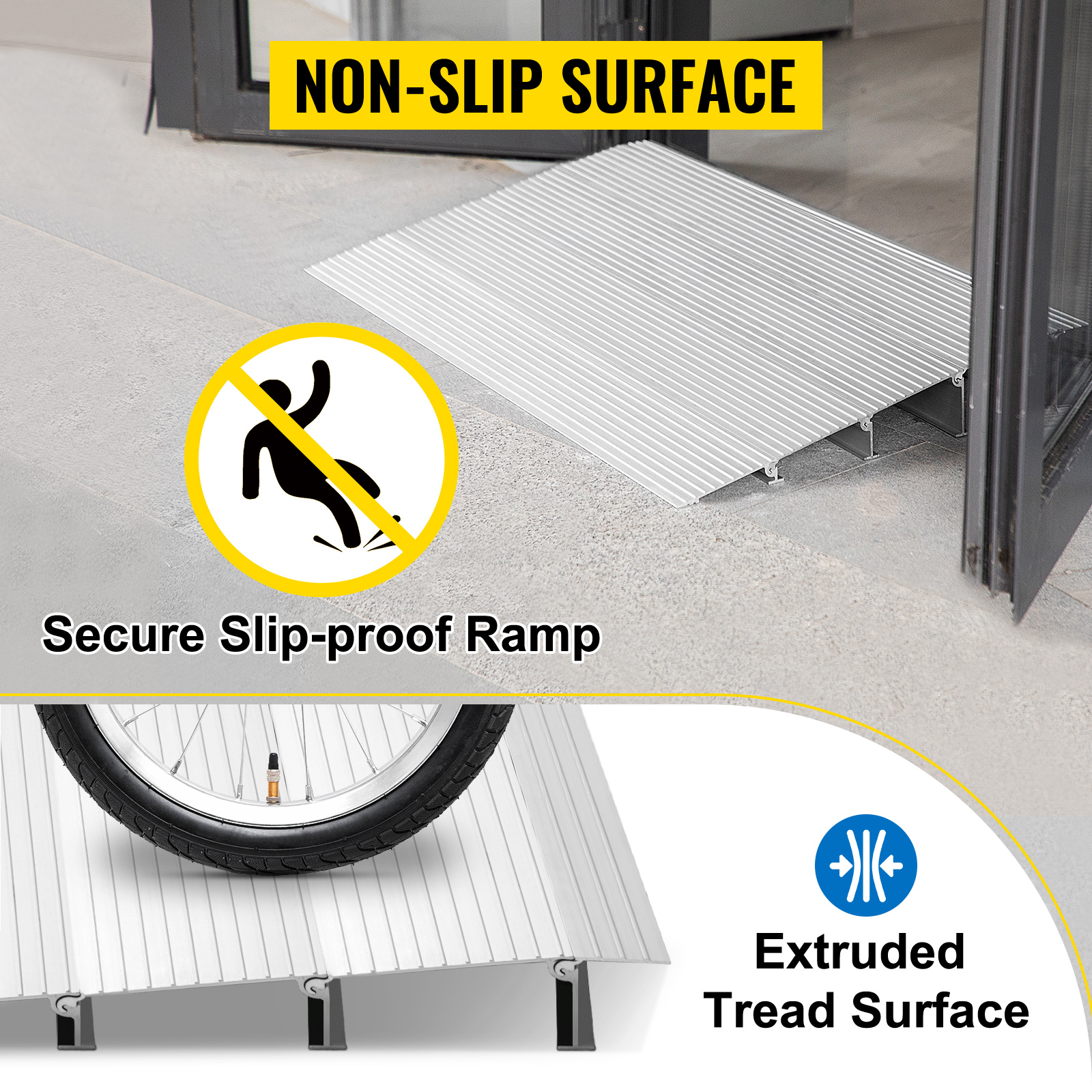 VEVOR Transitions Modular Entry Ramp, 4" Rise Door Threshold Ramp ...