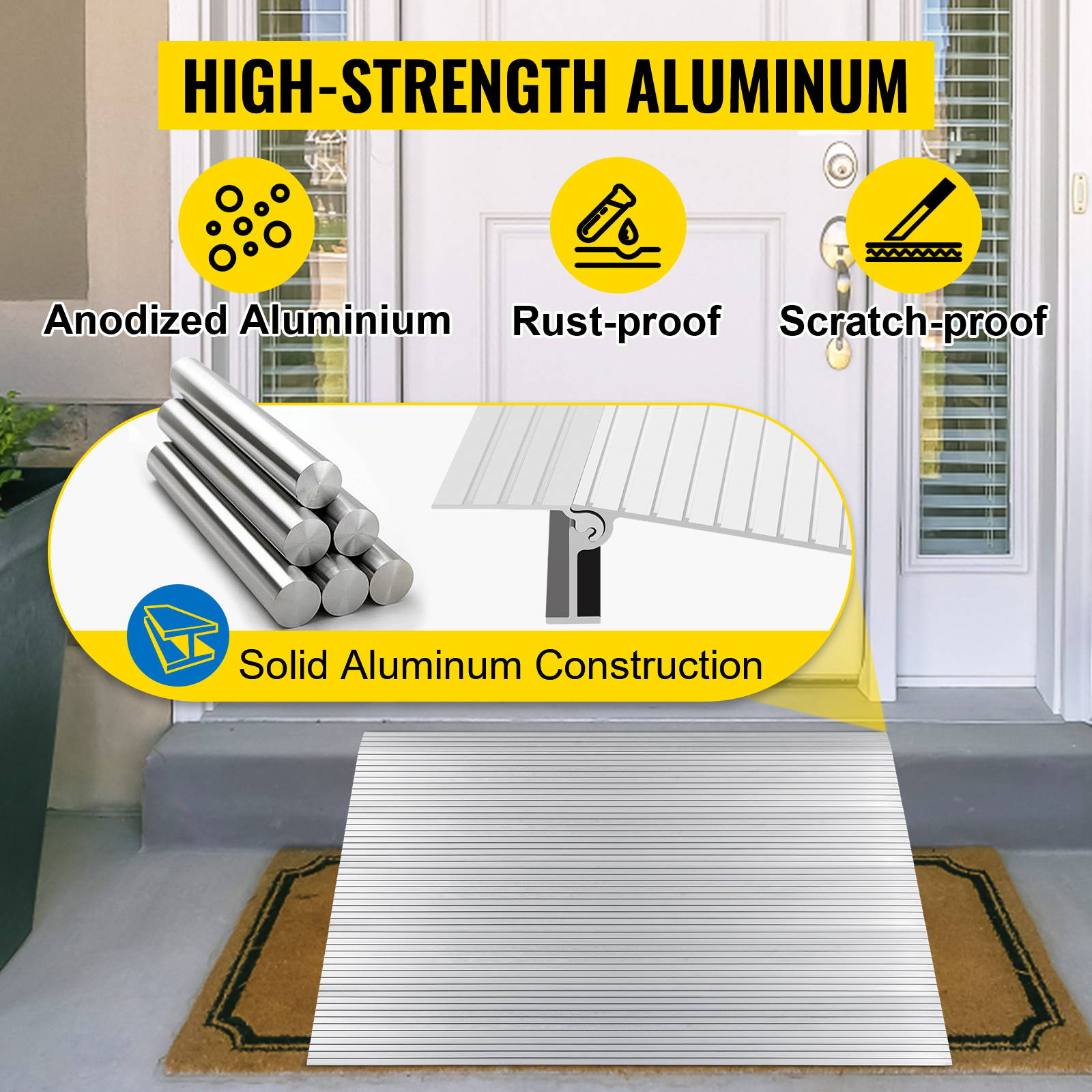 VEVOR Transitions Modular Entry Ramp, 5" Rise Door Threshold Ramp ...