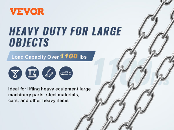 VEVOR Zinkpläterad Proof Coil Chain Carbon Steel Chain Sling 3/16" x 10 ...