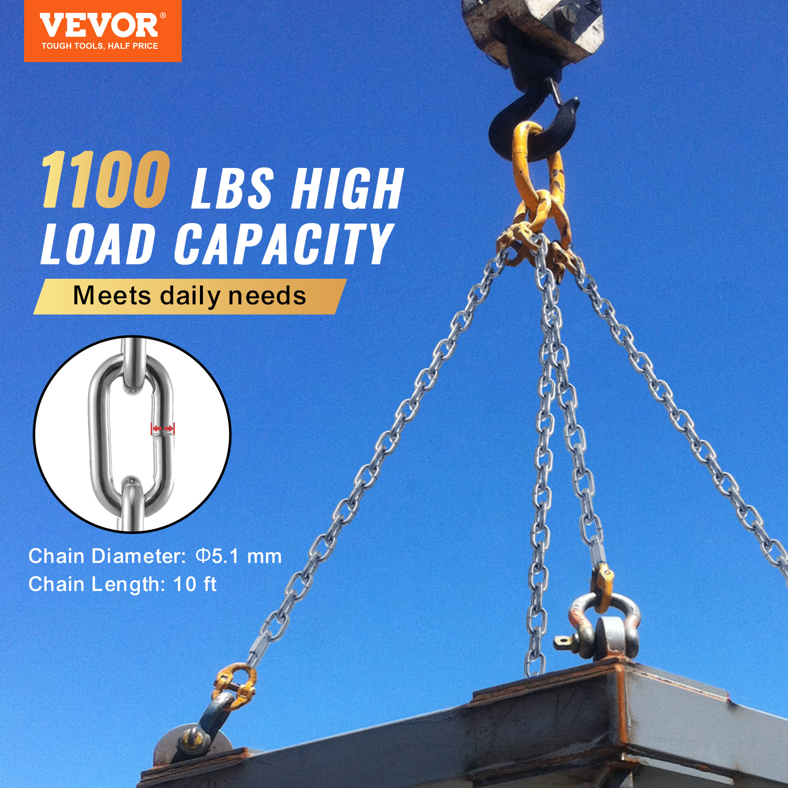 Zinc Plated Proof Coil Chain 3/16",5/16",1/8" Carbon Steel Chain Sling ...