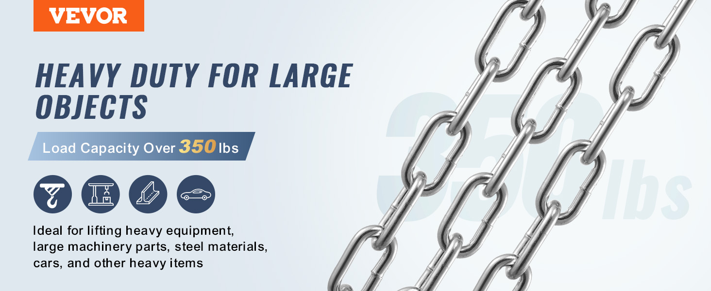 VEVOR Zinkpläterad Proof Coil Chain Carbon Steel Chain Sling 1/8" x 33 ...