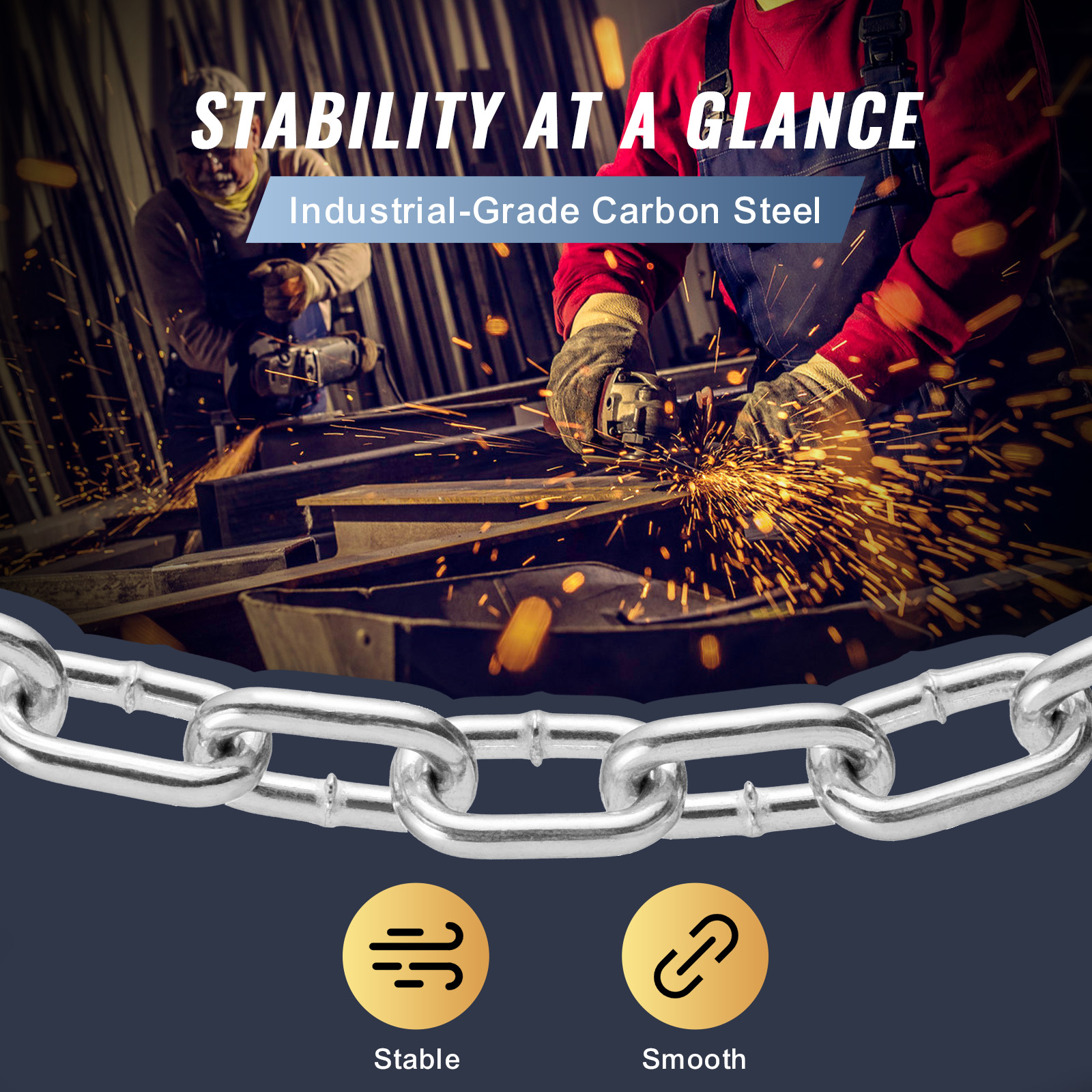 Uimoso Zinc Plated Proof Coil Chain 3/16",5/16",1/8" Carbon Steel Chain ...