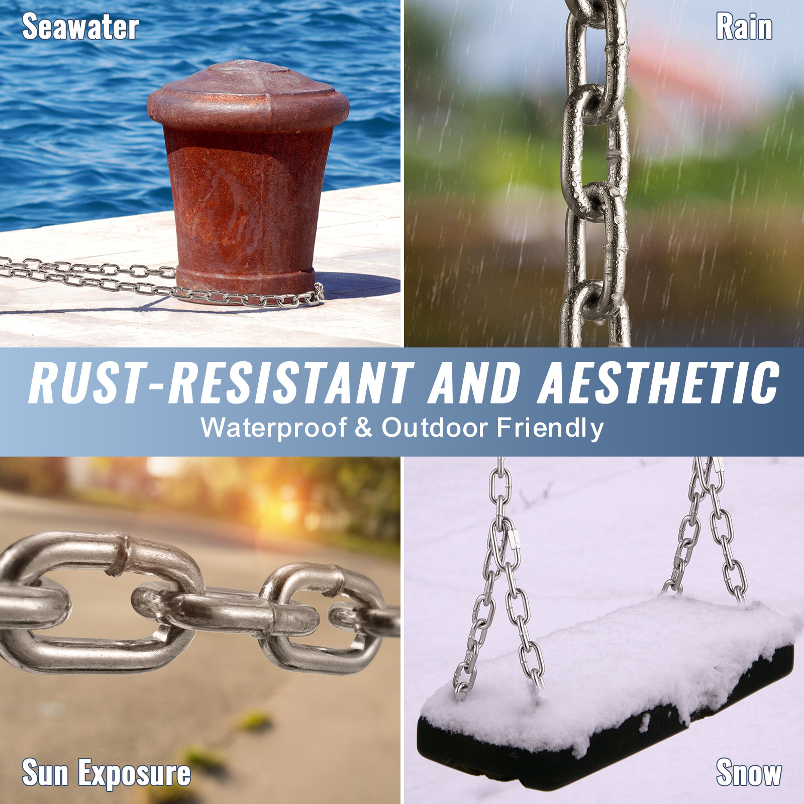 Uimoso Zinc Plated Proof Coil Chain 3/16",5/16",1/8" Carbon Steel Chain ...