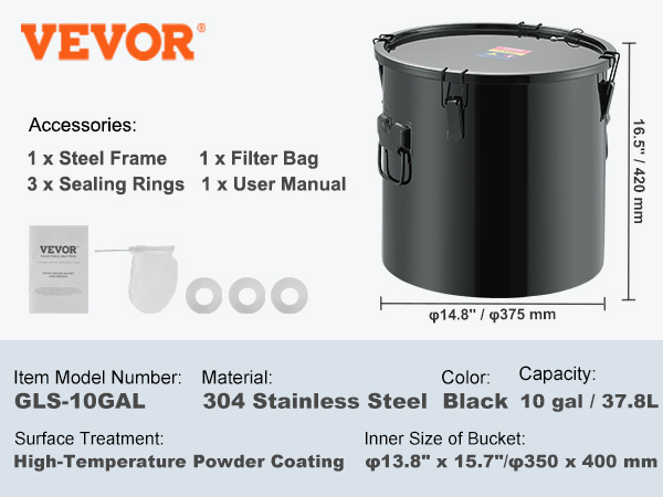 VEVOR Fryer Grease Bucket, 10 Gal Oil Disposal Caddy Stainless Steel ...