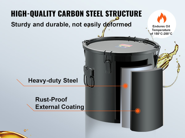 VEVOR Fryer Grease Bucket, 8 Gal Oil Disposal Caddy Stainless Steel ...