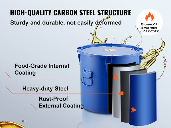 VEVOR Fryer Grease Bucket, 10 Gal Oil Disposal Caddy Carbon Steel Fryer ...