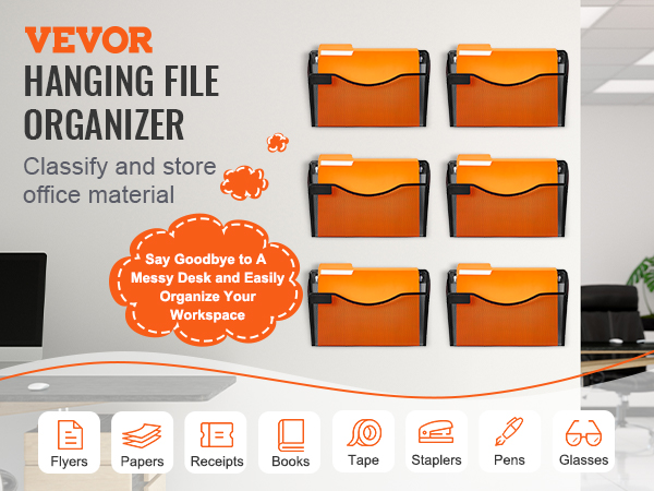 VEVOR File Wall Rack Mesh Wall File Holder 6 peças 1 bolso para ...