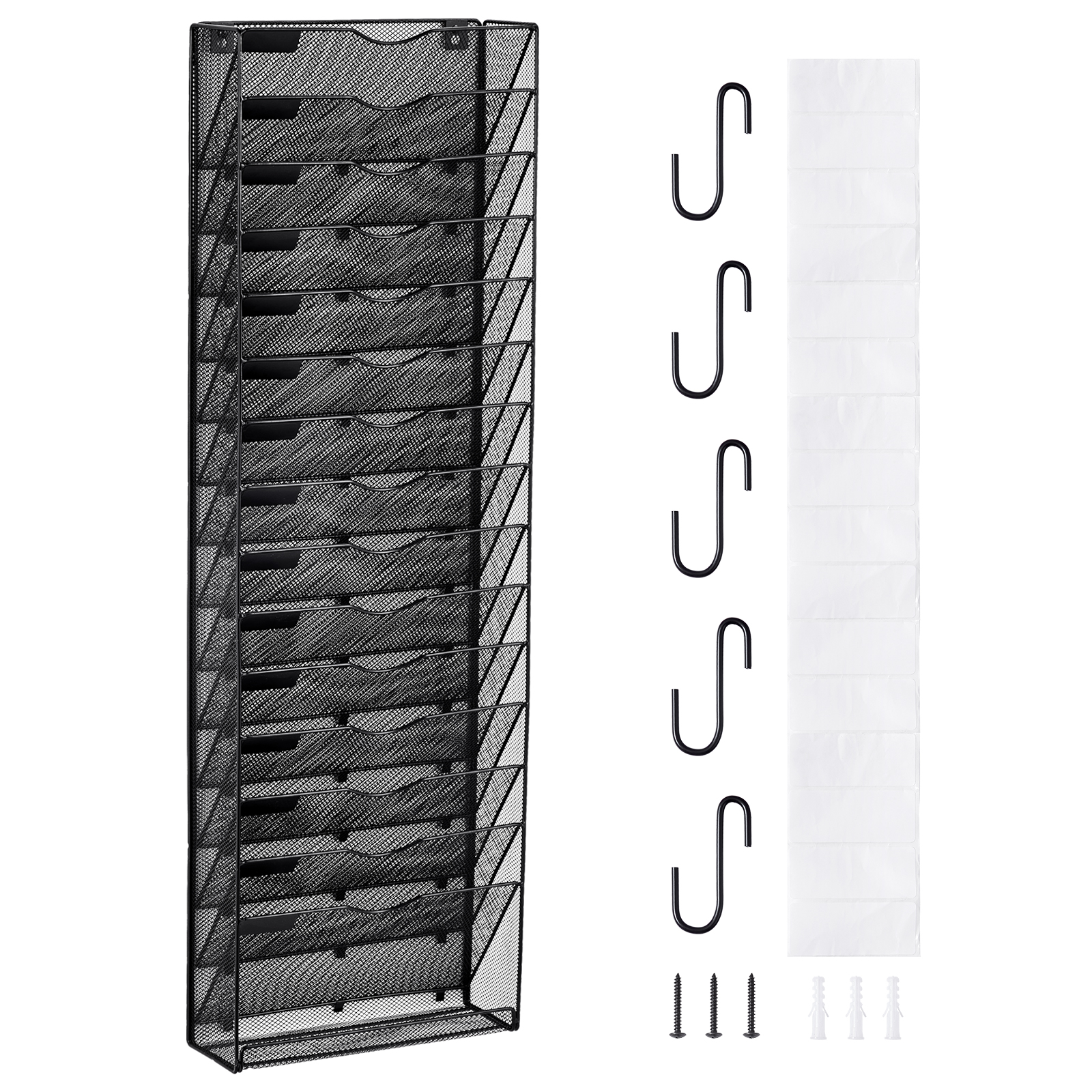 Uimoso File Wall Rack Mesh Wall File Holder 6/10/1/16/12 Pocket Office ...