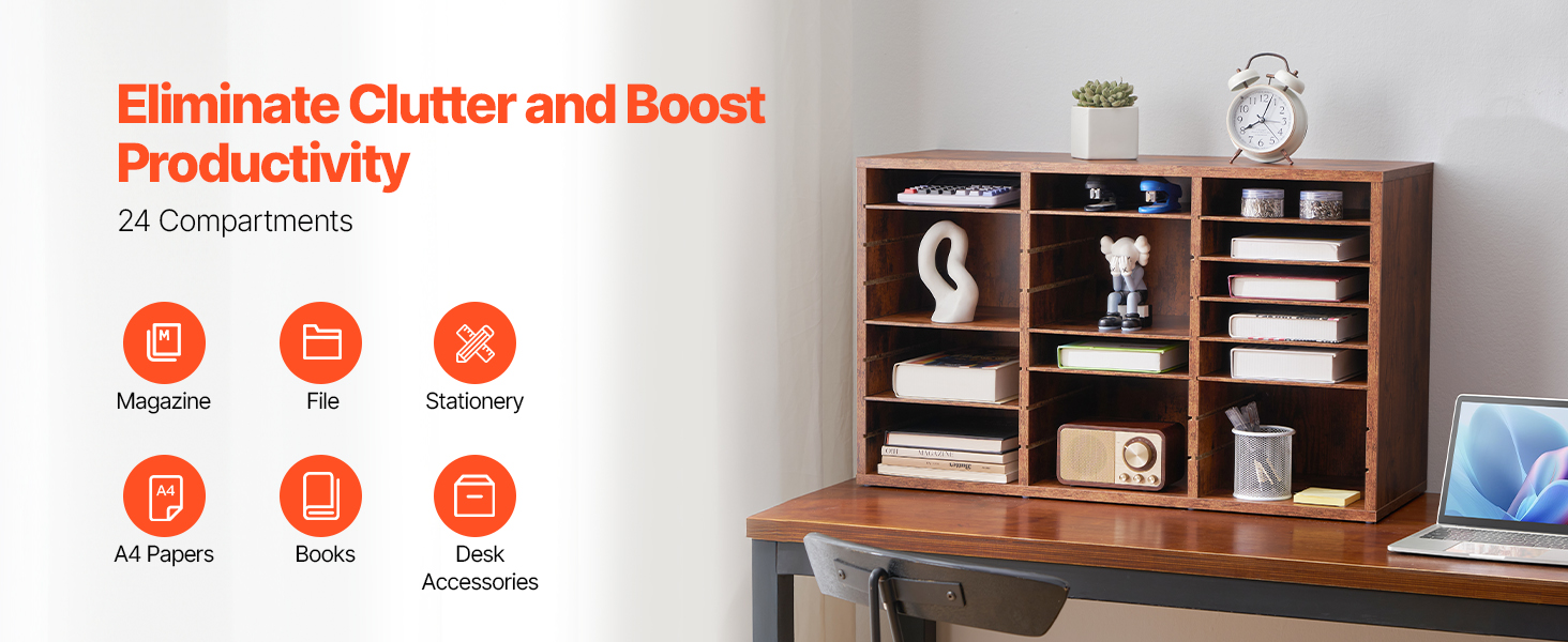 VEVOR Literature Organizer, 24 Compartments Office Mailbox with ...
