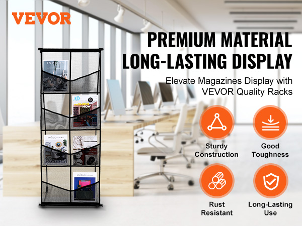 VEVOR Brochure Display Stand, 4-Tier 8 Pockets Mesh Literature Display ...