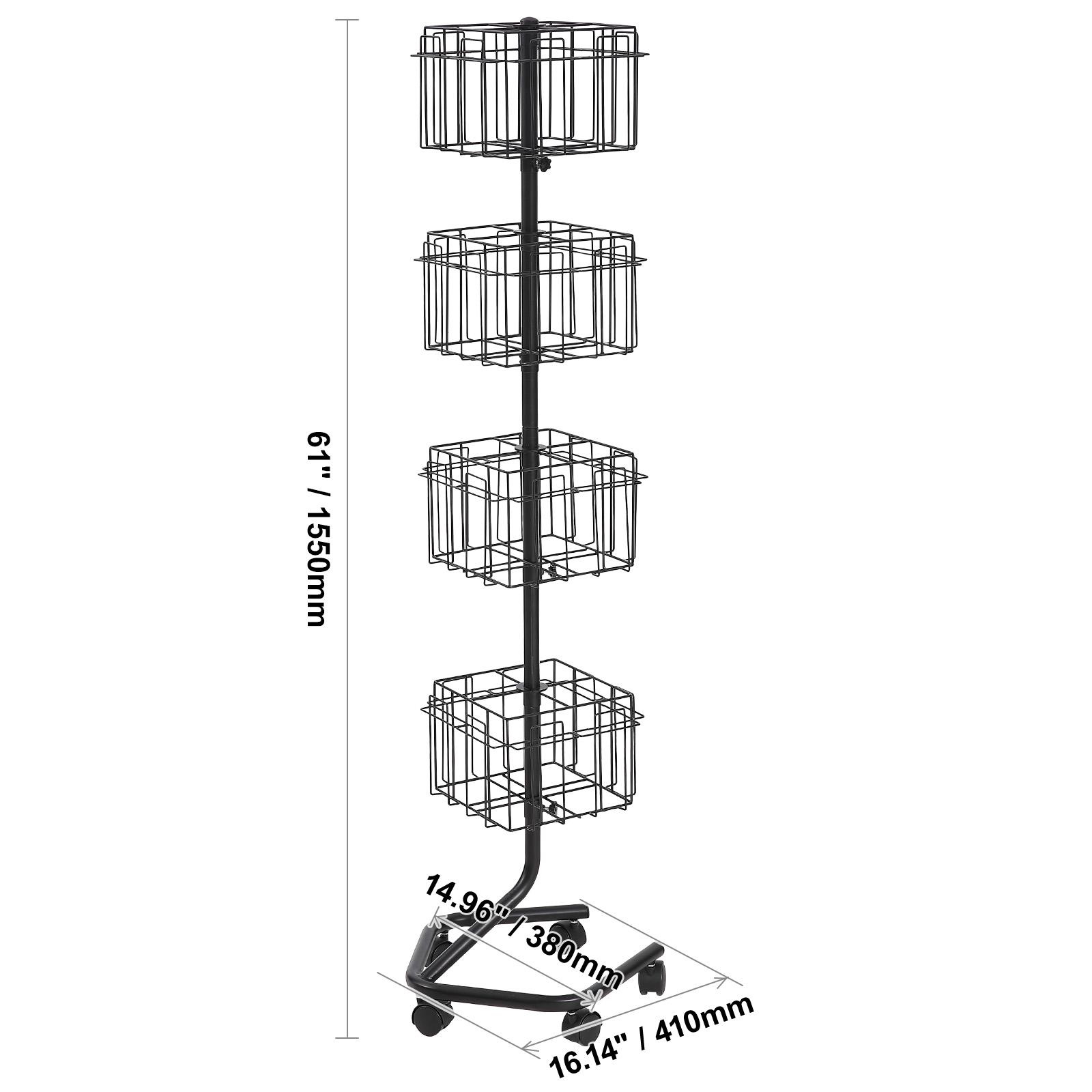 VEVOR Brochure Display Rack, 4-Tier 32 Pockets Rotating Magazine ...