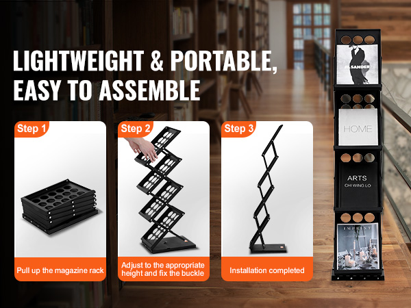 VEVOR Foldable Magazine Display Rack, 4-Tier Brochure Literature ...