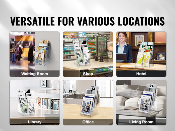 VEVOR Acrylic Brochure Holder 8.5 x 11 inch, 4-Tier Clear Acrylic ...