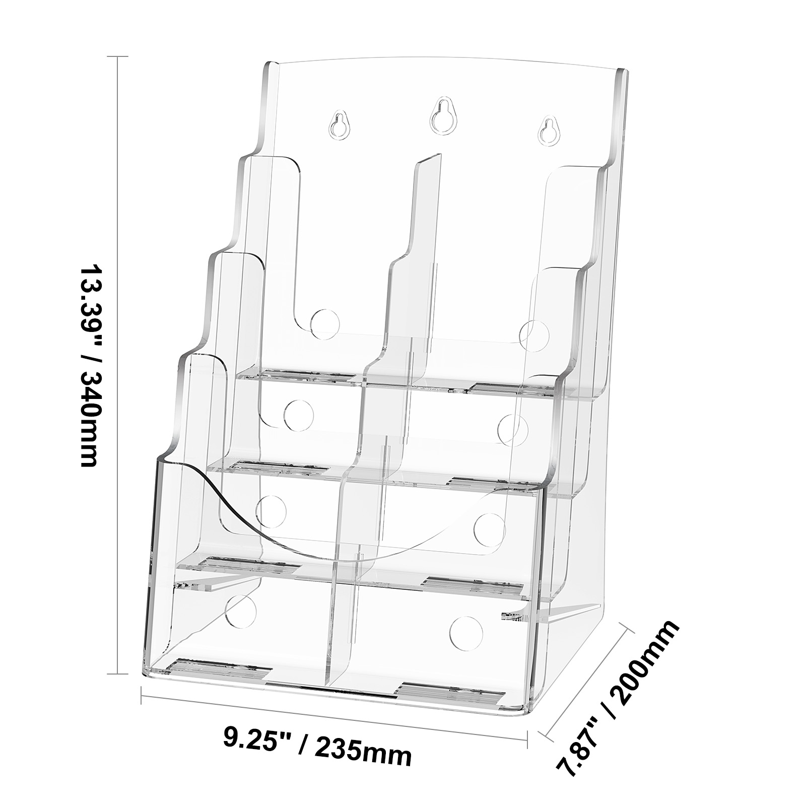 VEVOR Acrylic Brochure Holder 8.5 x 11 inch, 4-Tier Clear Acrylic ...