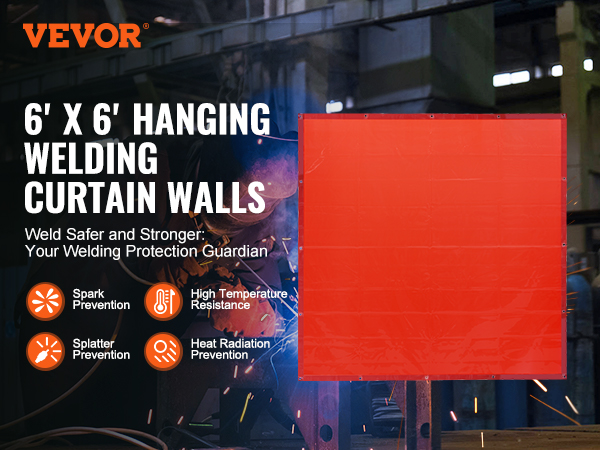 VEVOR Welding Curtain Screen, 6' x 6' Hanging Welding Curtain Wall ...