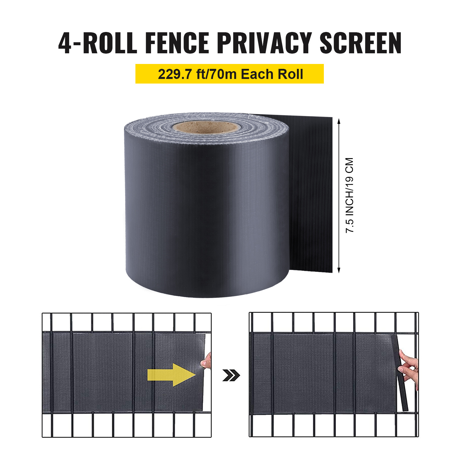 VEVOR Vevor Balcony Privacy Screen Privacy Strip Fence 4 Rolls 70 Mx19 ...