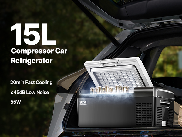 VEVOR Portable Car Refrigerator Freezer Compressor 15L Single Zone for ...