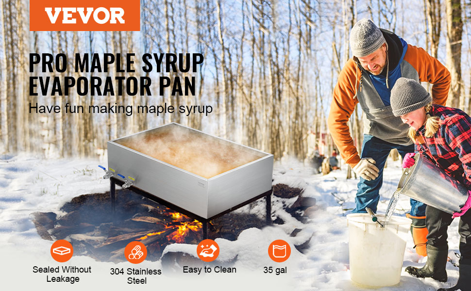 VEVOR Maple Syrup Evaporator Pan 304 Stainless Steel with 2 Valves Home ...