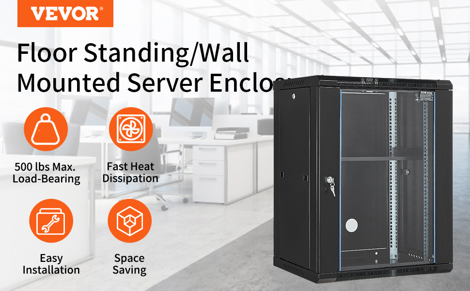 VEVOR 15U Wall Mount Network Server Rack Cabinet Enclosure 457.2 mm ...