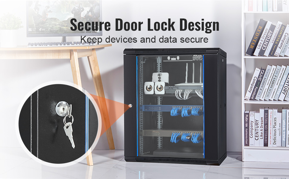 VEVOR 15U Wall Mount Network Server Rack Cabinet Enclosure 18'' Glass ...