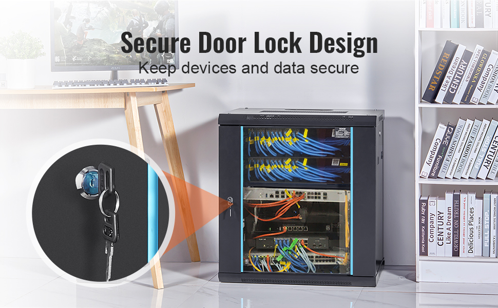 VEVOR 12U Wall Mount Network Server Cabinet, 15.5'' Deep, Server Rack ...