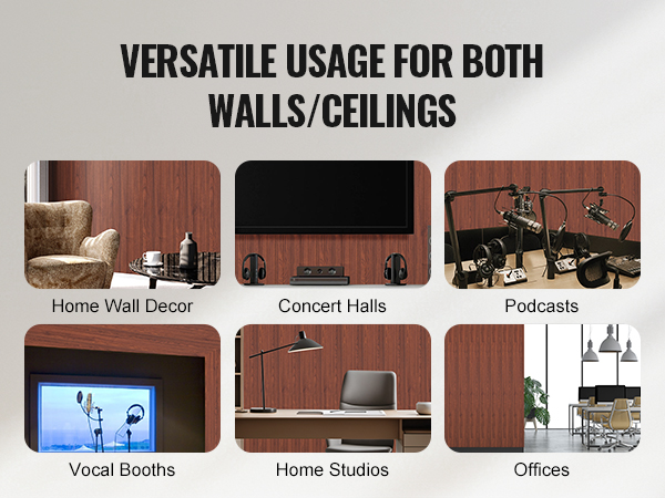 VEVOR Wood Slat Acoustic Panels 8 PCS 96 x 6 inch for Modern Wall Black ...