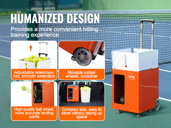 VEVOR Tennis Ball Machine Automatic Portable Ball Launcher Training ...