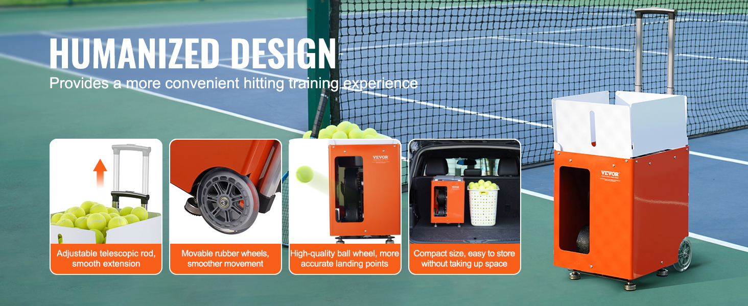 VEVOR Tennis Ball Machine Automatic Portable Ball Launcher Training ...