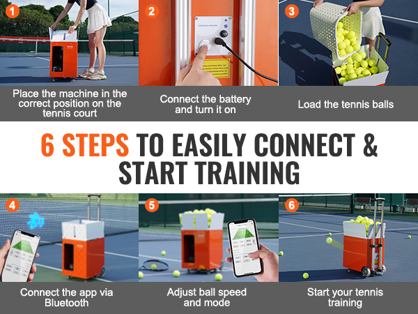 VEVOR Tennis Ball Machine Automatic Portable Ball Launcher Training ...