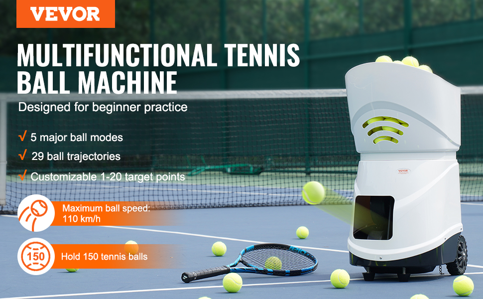 VEVOR Tennis Ball Machine Automatic Portable Ball Launcher Training ...