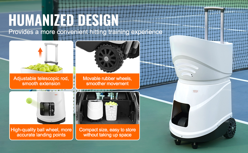 VEVOR Tennis Ball Machine Automatic Portable Ball Launcher Training ...