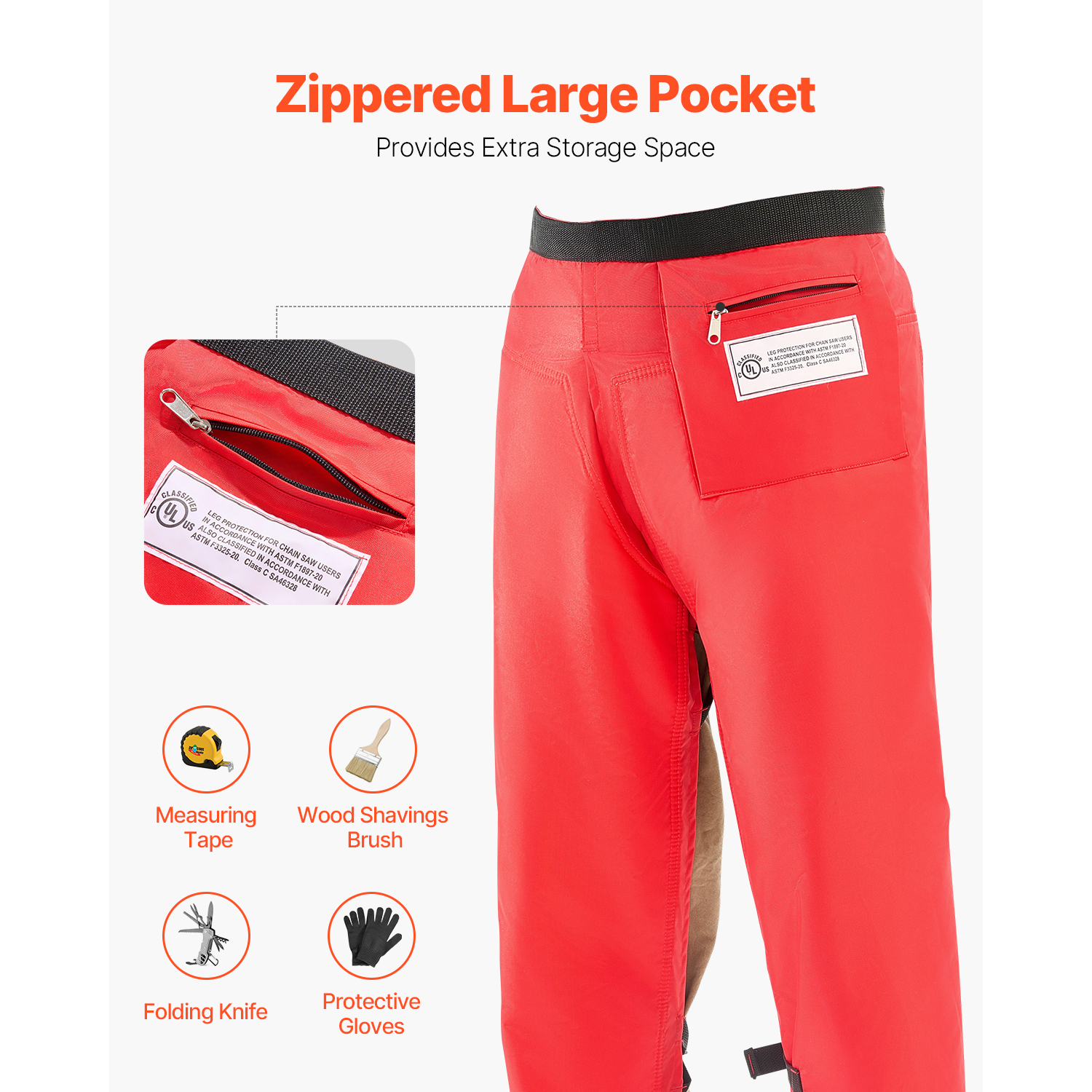 Chainsaw Chaps 34.25"-39.7" Apron Style Forestry Chainsaw Safety Chaps ...