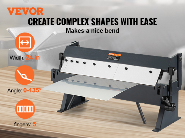 VEVOR Box and Pan Brake, 24-Inch, 0-130 Degrees Sheet Metal Bending ...